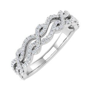 1/3 carat twisted diamond wedding band ring in 10k white gold (ring size 6.25)