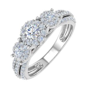 3/4 carat 3-stone diamond engagement ring in 10k white gold (ring size 7.75)