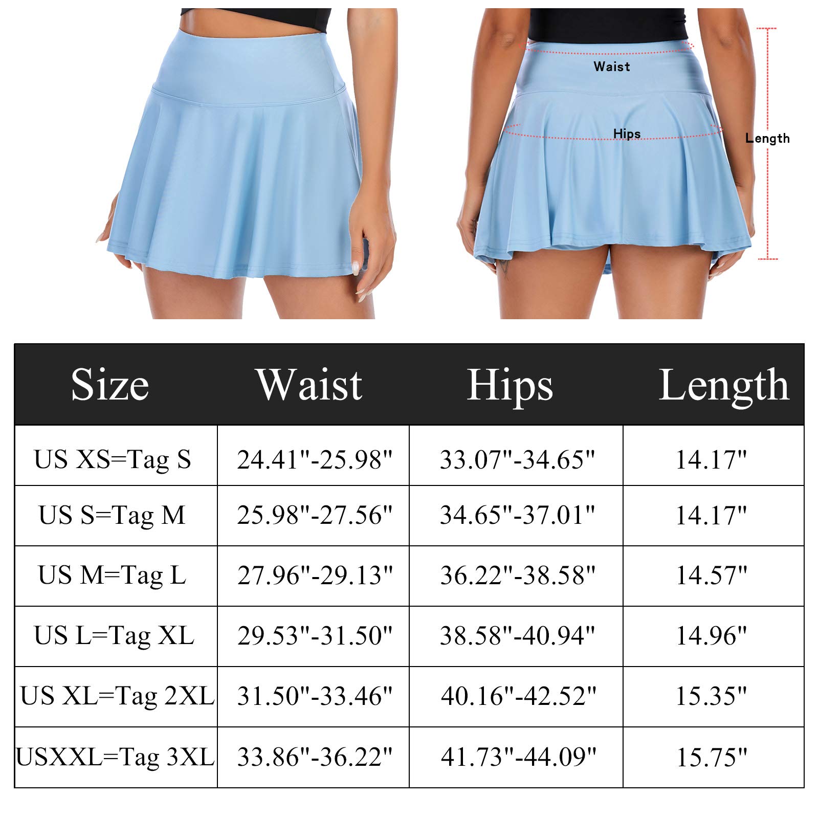 Tennis Skirts Mini Pleated Skirt with Shorts Golf Skirts for Women with Pockets School Girl Skirt Skort Black XXL