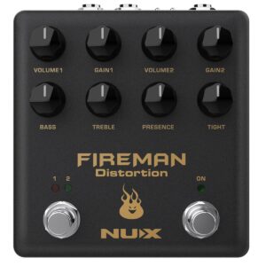 nux fireman distortion effect pedal dual channel brown sound