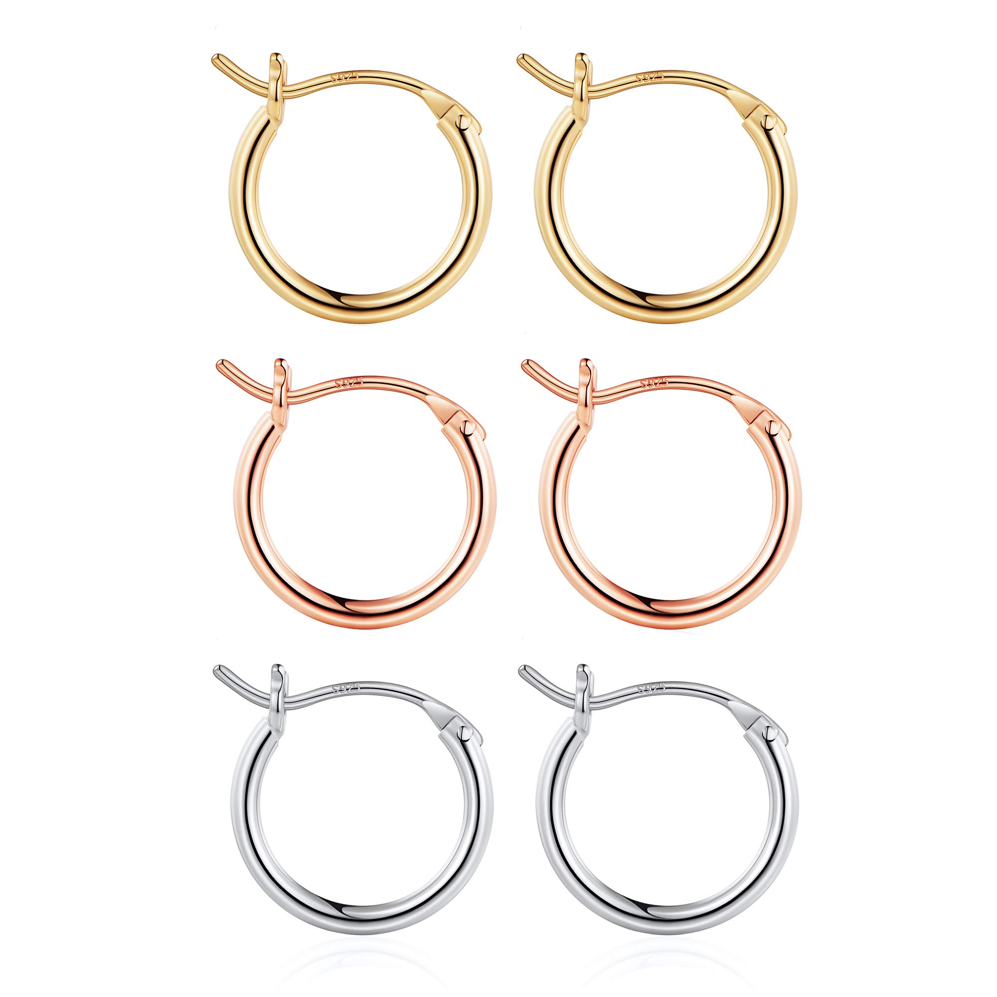 M MOOHAM Small Gold Hoop Earrings for Women, 14K Gold Plated 925 Sterling Silver Post Hypoallergenic Chunky Mini Hoops Earrings Pack Set Dainty Tiny Small Gold Hoop Earrings for Women Jewelry 13mm