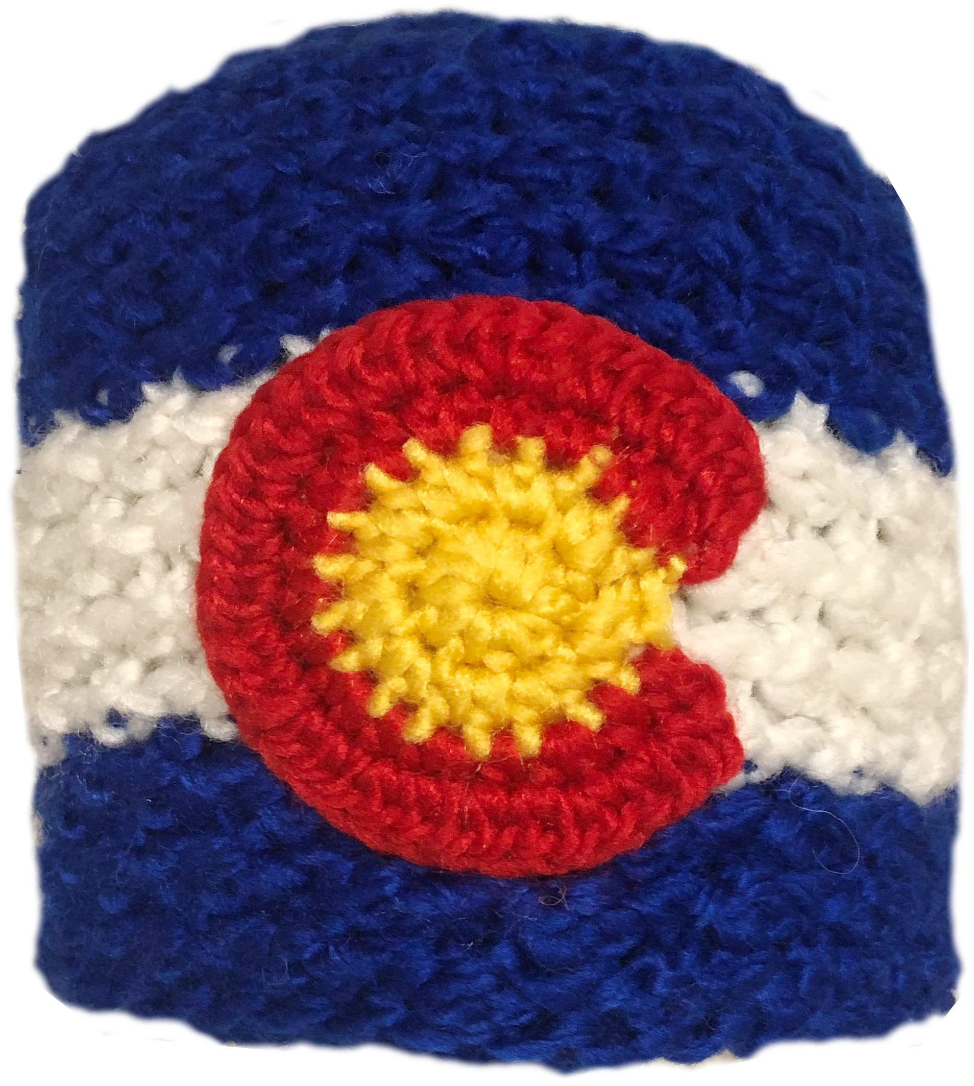 Colorado Flag Knit Fleece Lined Beanie Cap, Hand Knit Sherpa Hat (Beanie)