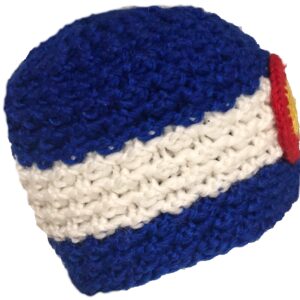 Colorado Flag Knit Fleece Lined Beanie Cap, Hand Knit Sherpa Hat (Beanie)