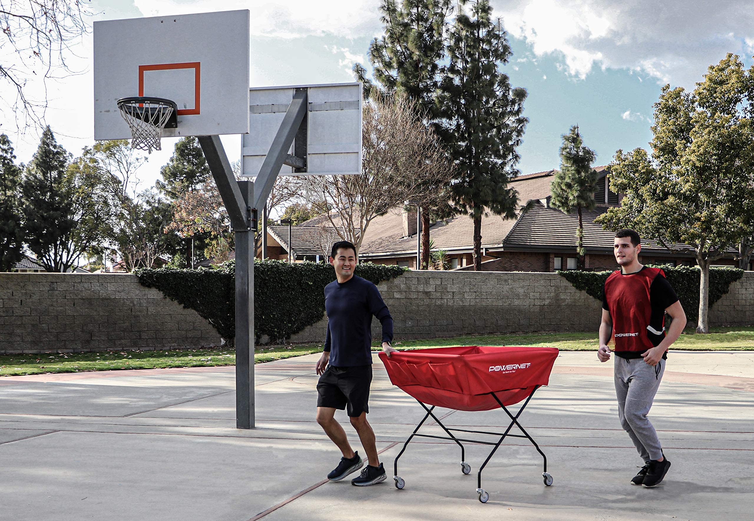 PowerNet XL Volleyball Wheeled Cart, Portable Hammock Ball Cart, Collapsible Rolling Training Equipment Basket, Lightweight Bin, Great for Indoor and Outdoor Use, Multisport