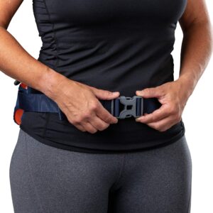 Nspire Dual Bottle Hydration Belt - Adjustable Running Hiking Walking Belt - Includes 2 Bottles – Storage Pocket for iPhone, Samsung, Keys, Snacks etc., True Navy / Tigerlily