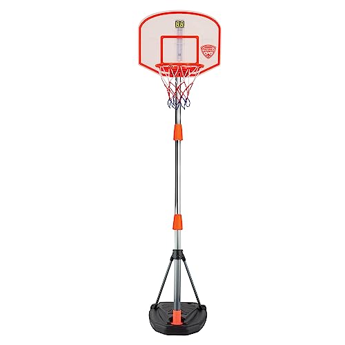 Maccabi Pro Ball Portable Electronic Scoreboard Basketball Hoop for Kids, Adjustable Height Design up to 65”