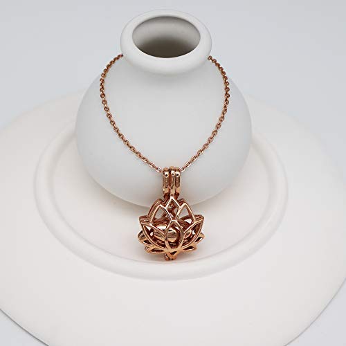 Vjajaly Cremation Jewelry Lotus Flower Urn Necklaces for Ashes Stainless Steel Keepsake Locket Pendants Memorial Urn Jewelry for Human Ashes Holder (MM)