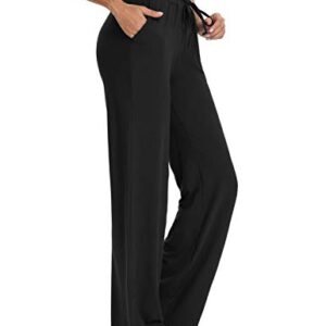 Sarin Mathews Womens Yoga Sweatpants Wide Leg Lounge Pajamas Pants Comfy Drawstring Workout Joggers Pants with Pockets Black 2XL