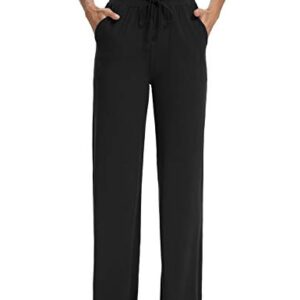 Sarin Mathews Womens Yoga Sweatpants Wide Leg Lounge Pajamas Pants Comfy Drawstring Workout Joggers Pants with Pockets Black 2XL