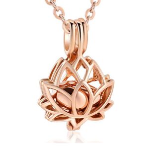 vjajaly cremation jewelry lotus flower urn necklaces for ashes stainless steel keepsake locket pendants memorial urn jewelry for human ashes holder (mm)