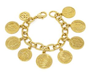 ben-amun jewelry 24k gold bracelet, french coins charms bohemian vintage jewelry for women