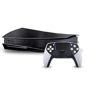 brushed black metal - air release vinyl decal mod skin kit by system skins - compatible with playstation 5 console (ps5)