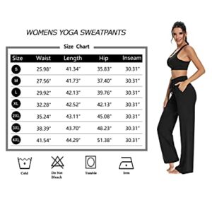 Sarin Mathews Womens Yoga Sweatpants Wide Leg Lounge Pajamas Pants Comfy Drawstring Workout Joggers Pants with Pockets Black 2XL