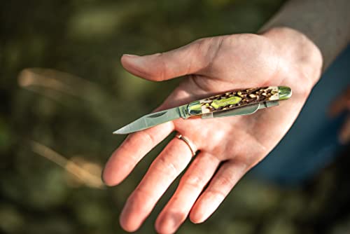 Uncle Henry Next Gen Staglon 807UHCP JR 3-Blade 4.8in Folding Knife with 2in Stainless Steel Clip-Point Blade, Sheepsfoot Blade, Spey-Point Blade, and Staglon Handle for Hunting, Camping, EDC