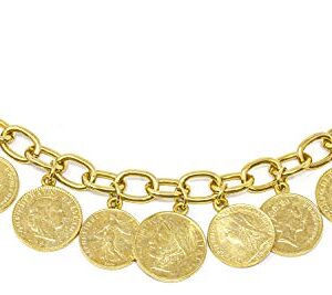 Ben-Amun Jewelry 24k Gold Bracelet, French Coins Charms Bohemian Vintage Jewelry for Women