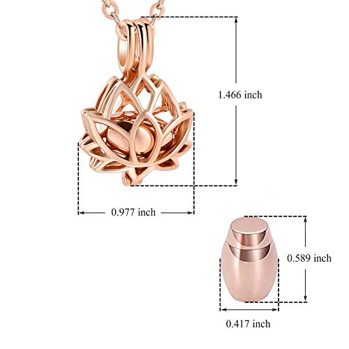 Vjajaly Cremation Jewelry Lotus Flower Urn Necklaces for Ashes Stainless Steel Keepsake Locket Pendants Memorial Urn Jewelry for Human Ashes Holder (MM)