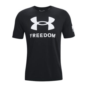 under armour men's new freedom logo t-shirt, black (001)/white, large