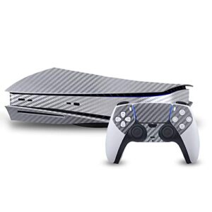 3d carbon fiber silver - air release vinyl decal mod skin kit by system skins - compatible with playstation 5 console (ps5)