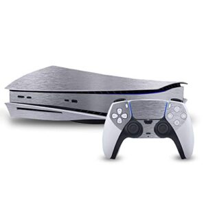 brushed silver metal - air release vinyl decal mod skin kit by system skins - compatible with playstation 5 console (ps5)