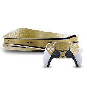 brushed gold metal - air release vinyl decal mod skin kit by system skins - compatible with playstation 5 console (ps5)