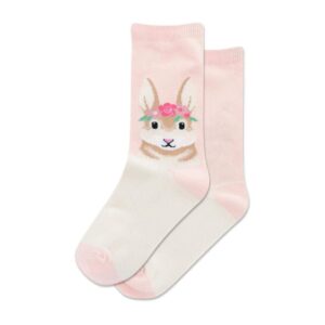 hot sox girls' animals novelty casual crew socks, blush, small/medium