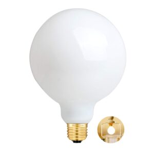 wuhostam 15w dimmable led large globe bulb 3000k soft white lighting, 90w equivalent 900lm e26 base, vintage g125 milky pearl opal white glass led filament light bulbs, smooth dimming, 1 pack