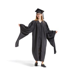 GRADWYSE Graduation Master Cap and Gown with 2024 Year Charm Master Regalia Unisex Matte Black (45 (Fit 5'0"~5'2"), Black)