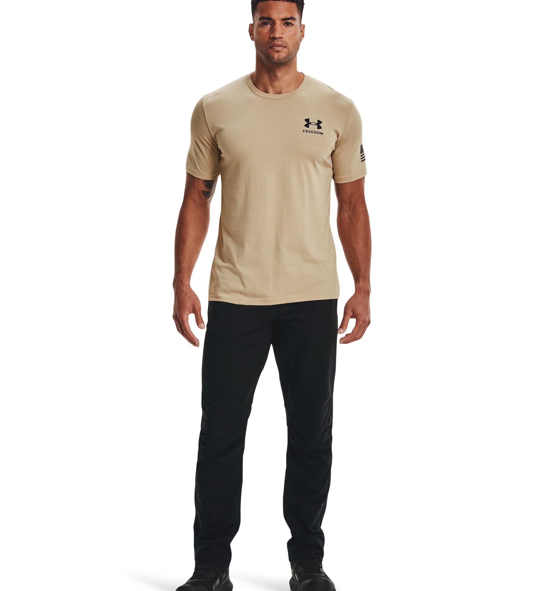 Under Armour Men's New Freedom Flag T-Shirt, Desert Sand (290)/Black, Medium