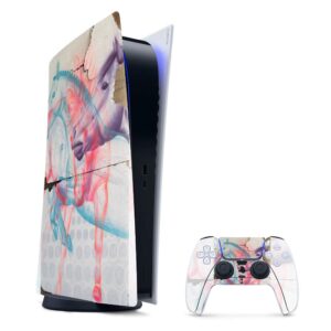 mightyskins gaming skin for ps5 / playstation 5 digital edition bundle - damaged horses | protective viny wrap | easy to apply and change styles | made in the usa