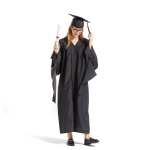 GRADWYSE Graduation Master Cap and Gown with 2024 Year Charm Master Regalia Unisex Matte Black (45 (Fit 5'0"~5'2"), Black)