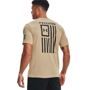 under armour men's new freedom flag t-shirt, desert sand (290)/black, medium