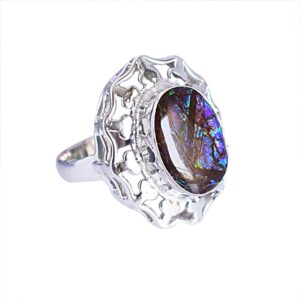 ravishing impressions genuine ammolite gemstone 925 solid sterling silver ring handmade jewelry for women