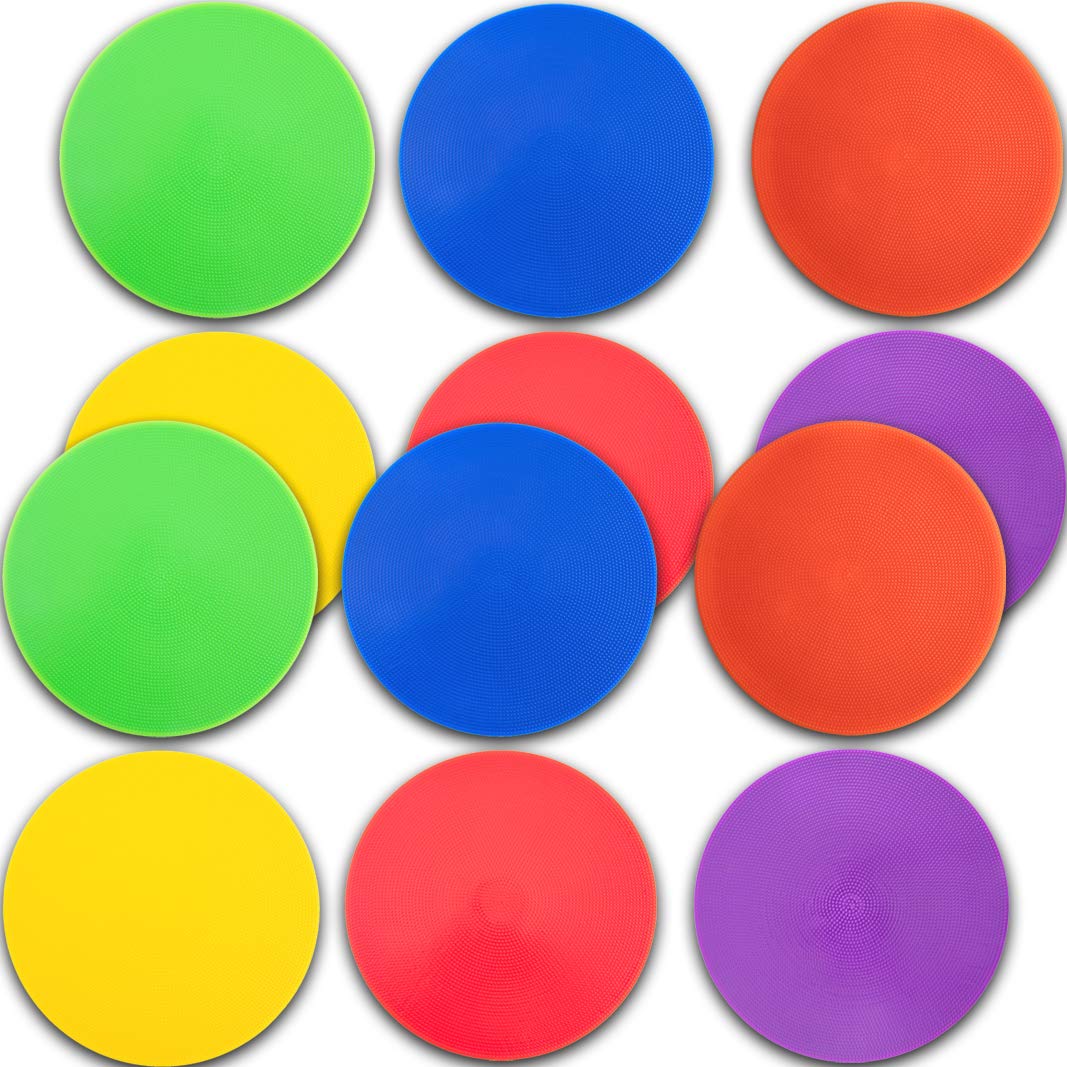 Vhxorrz 12pcs Spot Markers 10 Inch floor dots Non-Slip Rubber Agility Markers for Football, Basketball Training Markers,School Activities, Exercise Drills