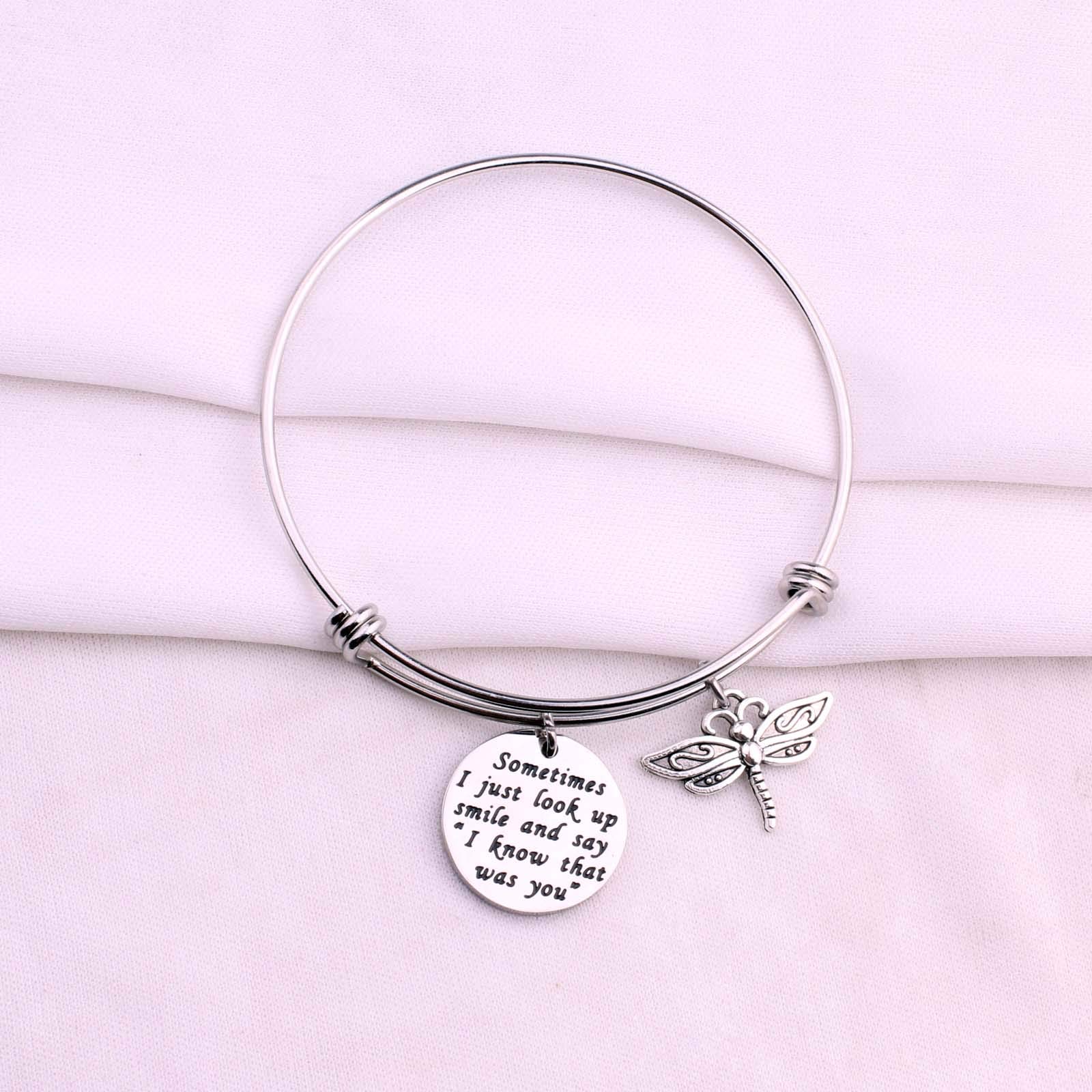 Dragonfly Memorial Gifts Bracelet Sometimes I Just Look Up Smile and Say I Know That was You Memories Jewelry (Dragonfly Bracelet)