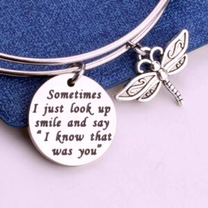 Dragonfly Memorial Gifts Bracelet Sometimes I Just Look Up Smile and Say I Know That was You Memories Jewelry (Dragonfly Bracelet)