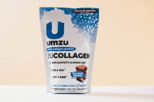 umzu zucollagen protein - 5 collagen types - hair, nail & skin vitamins - 20g protein - supports skin elasticity, circulatory system, gut health & more - 20 servings (20 servings, chocolate)