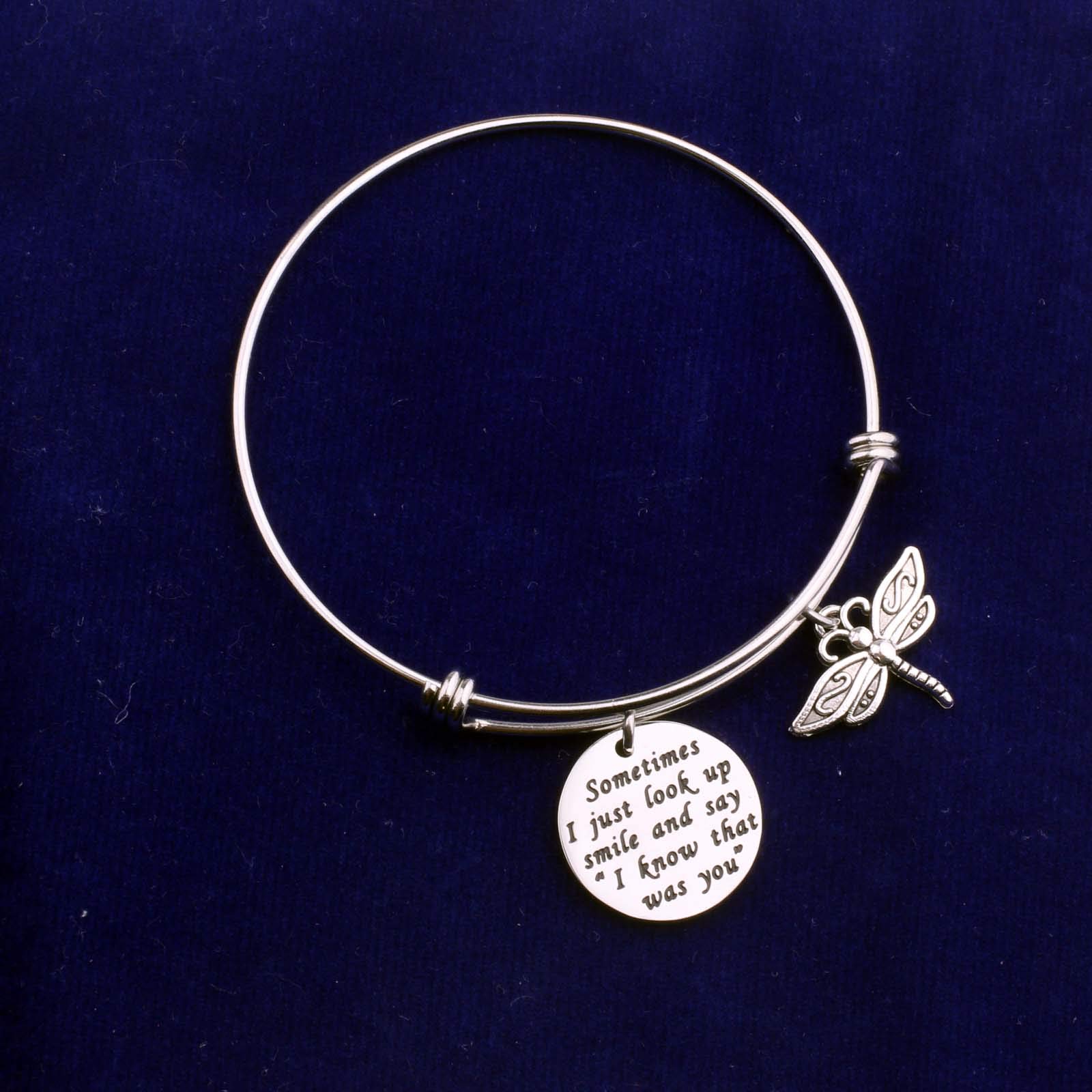 Dragonfly Memorial Gifts Bracelet Sometimes I Just Look Up Smile and Say I Know That was You Memories Jewelry (Dragonfly Bracelet)