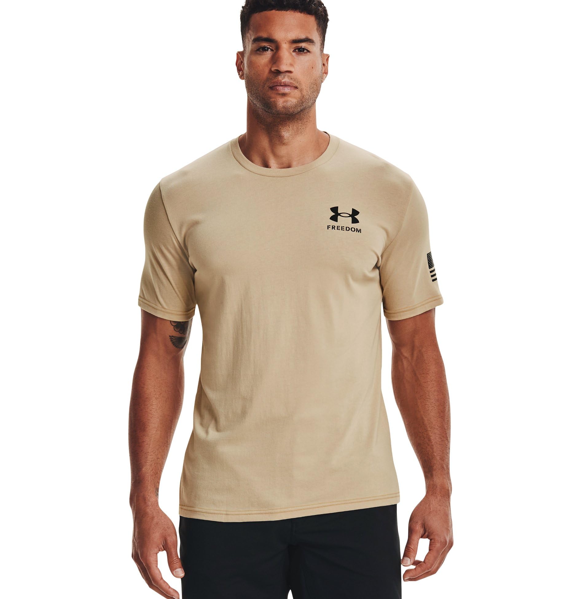 Under Armour Men's New Freedom Flag T-Shirt, Desert Sand (290)/Black, Medium