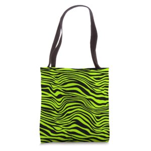 bright and bold black and green tiger print animal trendy tote bag