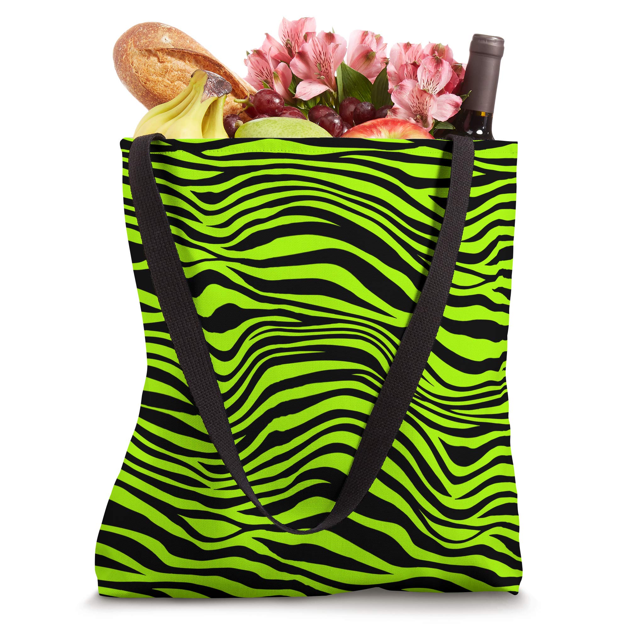 Bright and Bold Black and Green Tiger Print Animal Trendy Tote Bag