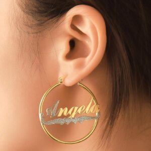 Custom Personalized Name Hoop Earrings 18k Gold Plated Custom Made Any Name Earrings with Heart Initial Earring as a Gift for Women