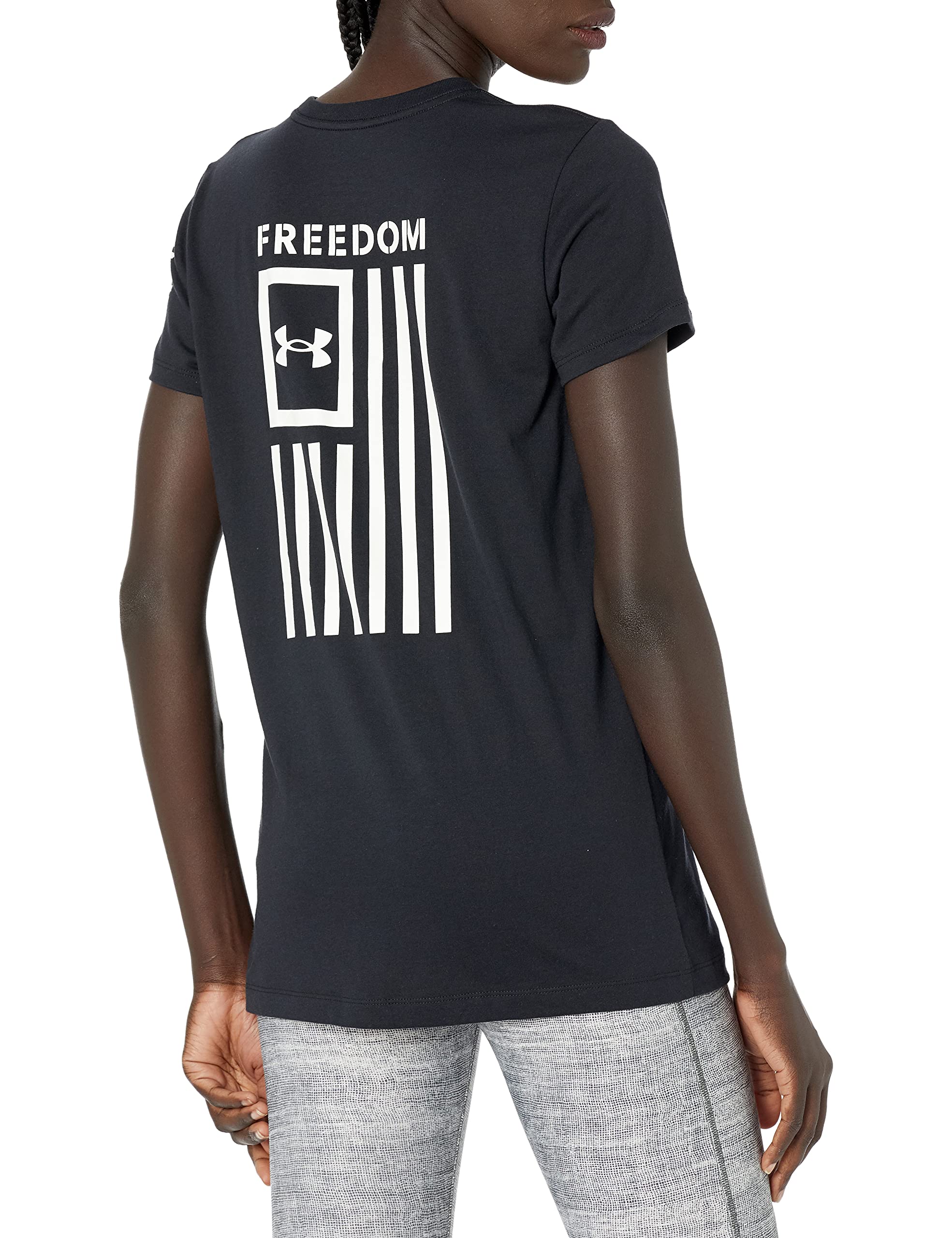 Under Armour Womens New Freedom Flag T-Shirt, Black (001)/White, XX-Large