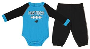 outerstuff nfl infants long sleeve creeper and pants set, carolina panthers 18 months