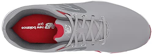 New Balance Men's Striker v2 Golf Shoe, Grey/Red, 9