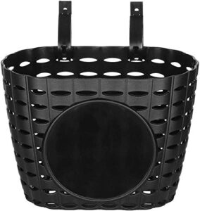 childhood kids bike basket with cute stickers and adjustable straps, bike basket for girls boys (black 2)