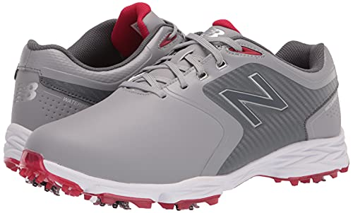 New Balance Men's Striker v2 Golf Shoe, Grey/Red, 9