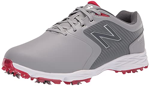 New Balance Men's Striker v2 Golf Shoe, Grey/Red, 9