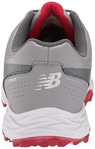 New Balance Men's Striker v2 Golf Shoe, Grey/Red, 9