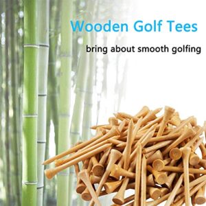 Zivisk Wooden Golf Tees 2-3/4 inch 100 Count, 2.75" Long Golf Wood Bamboo Tees(Natural Color&Green,70mm)