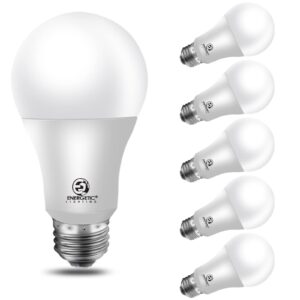 energetic led bulbs 100 watt equivalent，daylight 5000k a19 dimmable light bulbs, 13.5w 1600lm cri80+, 15000hrs, ul listed, 6-pack